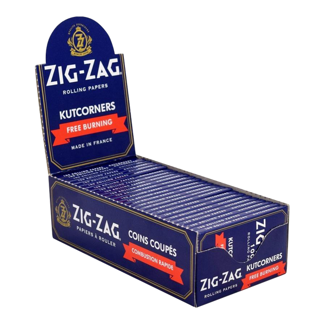 Zig Zag-Rolling Papers Kut Corners Free Burn-Blue 24 Box – Valiant ...