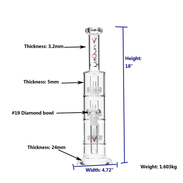 Vodka Glass | Vallure 18" Triple Matrix Perc Bong – Valiant Distribution
